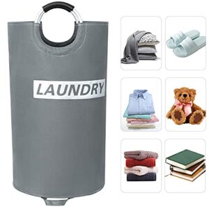 115L Laundry Baskets Collapsible Large Size Laundry Hamper Lightweight Freestanding Foldable Laundry Bag Dirty Clothes Basket for Bathroom (Silver Grey)