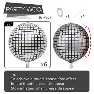 PartyWoo Metallic Silver Balloons 50 pcs 12 Inch and Disco Silver Foil Balloons 6 pcs