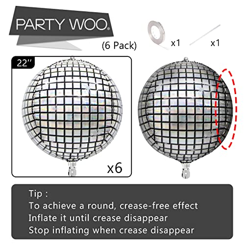 PartyWoo Metallic Silver Balloons 50 pcs 12 Inch and Disco Silver Foil Balloons 6 pcs