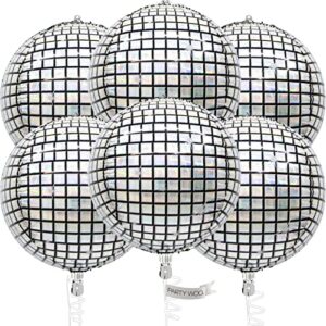 PartyWoo Metallic Silver Balloons 50 pcs 12 Inch and Disco Silver Foil Balloons 6 pcs