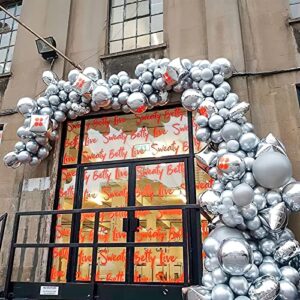 PartyWoo Metallic Silver Balloons 50 pcs 5 Inch and Disco Silver Foil Balloons 6 pcs