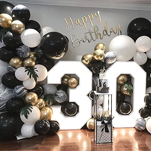 PartyWoo 140 pcs Black and Gold Balloon Arch Kit and 6 pcs Disco Silver Foil Balloons