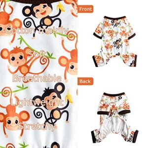 Dog Pajamas for Small Dogs Girl Boy Puppy Pjs Jammies 4 Leg Dog Clothes for Chihuahua Yorkie Summer Onesies Jumpsuit Clothing for Pet Dogs Male Female (Medium (Bust 14.56 in), Monkey)