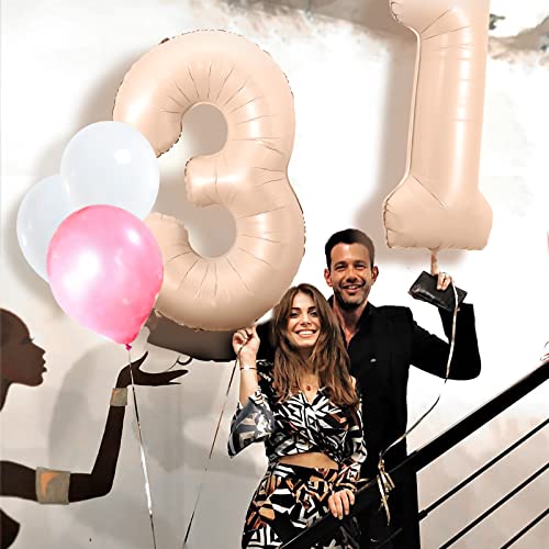 MJartoria Bundle 40 Inch Caramel 31 Number Balloons 31st Birthday Foil Balloon Large Digital Balloon for Birthday Party Wedding Anniversary Baby Shower Decorations