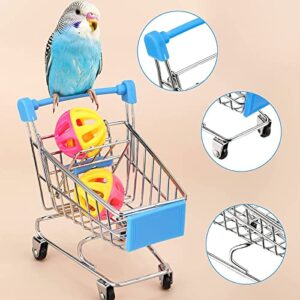 Dft Bird Toys, 6 Kinds Bird Training Toys Set Include Stacking Rings Skateboard Metal Trolley Coin Jar Bell Ball Toy to Improve IQ