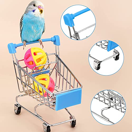 Dft Bird Toys, 6 Kinds Bird Training Toys Set Include Stacking Rings Skateboard Metal Trolley Coin Jar Bell Ball Toy to Improve IQ