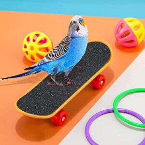 Dft Bird Toys, 6 Kinds Bird Training Toys Set Include Stacking Rings Skateboard Metal Trolley Coin Jar Bell Ball Toy to Improve IQ