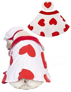 impoosy 2pcs valentine's day dog costumes pet heart clothes and classic hat dogs valentine cosplay shirt cloak for dogs cats (m)