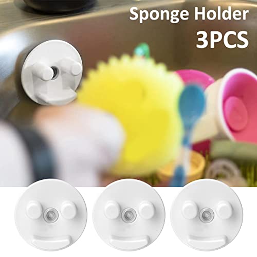 3Pcs Sponge Holder, Smiley Sponges Organizer with Suction Cup, Self Draining Dishwasher Safe, Reusable Sponge Caddy for Holding, Smiley Sponges for Kitchen Bathroom Sink (Sponges Not Included)