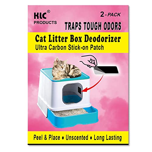 KLC Cat Box Deodorizer | Ultra Carbon Patch | 2 - Pack | Cat Litter Box Odor Eliminator | Cat Litter Odor Absorber | Litter Box Deodorizer | Cat Litter Box Area Odor Freshener | Charcoal Air Freshener