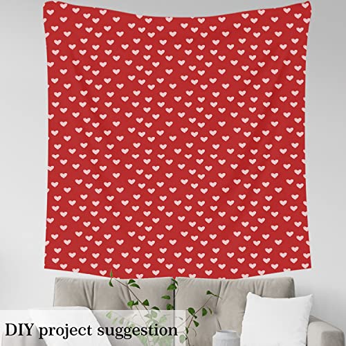 Red White Fabric by The Yard Cute Heart Pattern Upholstery Fabric for Sewing Valentine Day Gift Decorative Fabric Cartoon Geometric Love Heart Outdoor Fabric DIY Waterproof Fabric,1 Yard,Red White