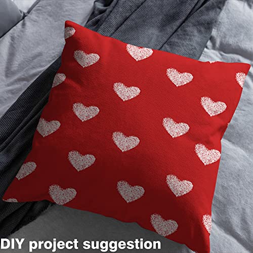 Red White Fabric by The Yard Cute Heart Pattern Upholstery Fabric for Sewing Valentine Day Gift Decorative Fabric Cartoon Geometric Love Heart Outdoor Fabric DIY Waterproof Fabric,1 Yard,Red White