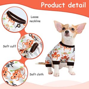 Dog Pajamas for Small Dogs Girl Boy Puppy Pjs Summer Pet Onesies for Chihuahua Yorkie Teacup Cute Soft Material Stretch Able Cat Clothes Outfit Apparel Doggy Jumpsuit (X-Large, Monkeys)