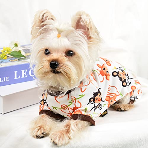 Dog Pajamas for Small Dogs Girl Boy Puppy Pjs Summer Pet Onesies for Chihuahua Yorkie Teacup Cute Soft Material Stretch Able Cat Clothes Outfit Apparel Doggy Jumpsuit (X-Large, Monkeys)