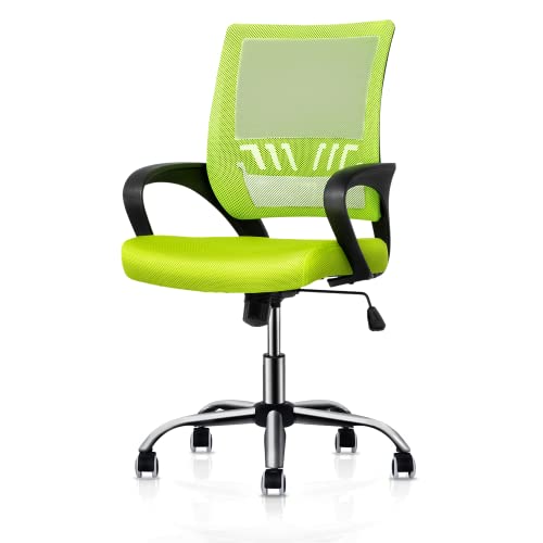 Magshion Middle-Back Office Chair Ergonomic Desk Chair Mesh Computer Chair with Lumbar Support, Modern Executive Adjustable Rolling Swivel Chair Adult & Teen Task Home Office Chair, Green