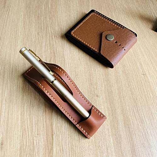 HMza Handmade Leather Fountain Pen Stand, Leather Pen Holder Office Pen Stand Gift for Boss, Husband, Wife, Friends or coworker, Leather Pen Stand for Desk gift for him her