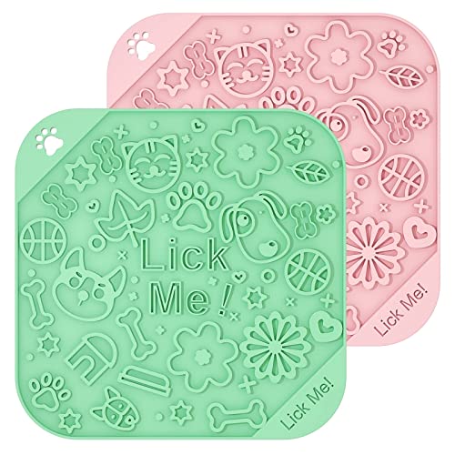 Dog Licking Mat for Dogs and Cats 2 PCS, Dog Peanut Butter Lick Pad with Suction Cups for Anxiety and Boredom Relief, Lick Mat Perfect for Bathing, Grooming and Nail Trimming