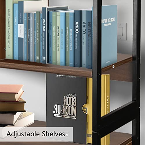 ECOMEX Bookshelf, Tall Bookcase Shelf Storage Organizer with Drawer, Free Standing Display Shelving Units with 5-Tier Shelves,Industrial Bookshelves for Home Bedroom, Kitchen-B