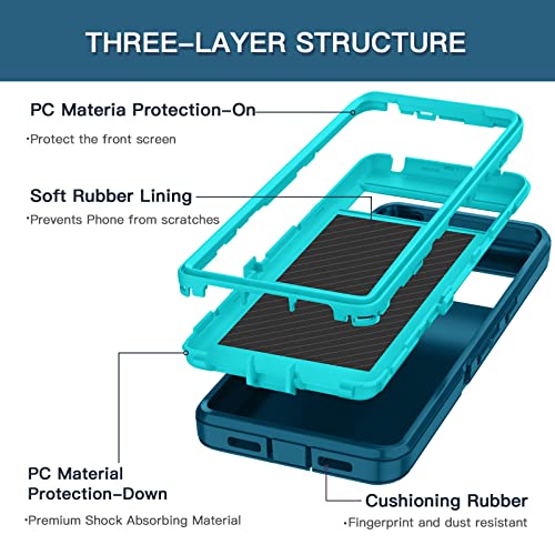 Hucasok for Google Pixel 7 Case Shockproof Rugged Full Body Protection Heavy Duty Dust/Drop Proof 3-Layer Durable Cover Case for Google Pixel 7 2022 Case, Turquoise