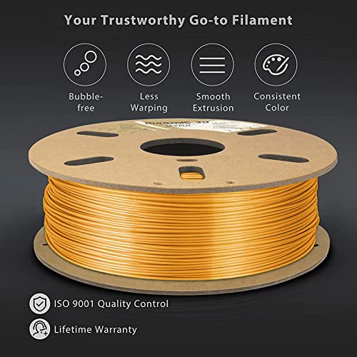 PLA Plus Black and Silk PLA Royal Gold Bundle, Duramic 3D Printing Filament 1kg Spool(2.2lbs), 1.75mm Dimensional Accuracy +/- 0.05 mm Non-Tangling Non-Clogging Non-Stringing