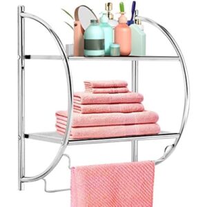 wall mounted bathroom shelf with towel bars,2 tier bathroom towel rack, white bathroom shelf wall mounted,18" w x 10" d x 22" h