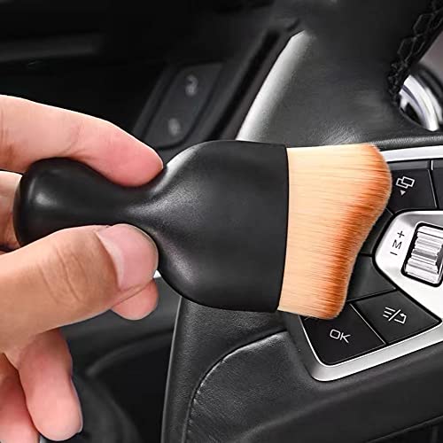 Car Interior Detailing Brush,Ultra-Soft Car Detailing Brushes,Car Interior Cleaning Tool Car Brushes for Detailing,Curved Design Car Detailing Brush for Cleaning Panels, Air Vent, Leather (Brown)