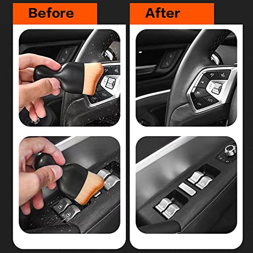 Car Interior Detailing Brush,Ultra-Soft Car Detailing Brushes,Car Interior Cleaning Tool Car Brushes for Detailing,Curved Design Car Detailing Brush for Cleaning Panels, Air Vent, Leather (Brown)