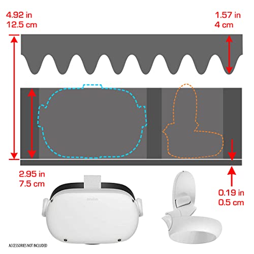 USA Gear VR Headset Case - Virtual Reality Hard Shell Case VR Travel Case with Customizable Foam Interior & Egg-Crate Foam Top - Compatible with Oculus Quest VR Gaming Headset, Controllers, and More