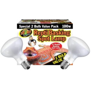 dbdpet 's bundle with zoomed repti basking spot 100w reptile heat lamp [value 2 pack] & includes attached pro-tip & safety guide - do not get reptile heat lights wet when hot!