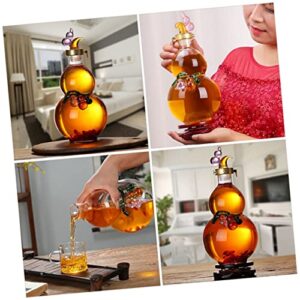 Zerodeko 2pcs Large Decoration Lu Multifunction Wu Drinking Shape Flask Transparent Random Feng Glass Holder Chinese Delicate Funny Ornament Capacity Wine Water Hu Container Shui Lou