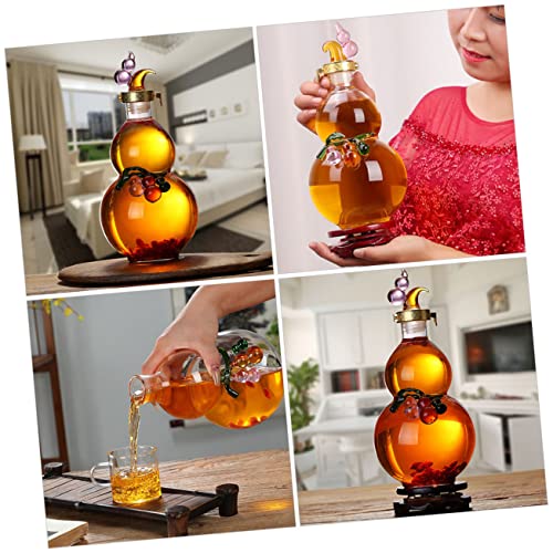 Zerodeko 2pcs Large Decoration Lu Multifunction Wu Drinking Shape Flask Transparent Random Feng Glass Holder Chinese Delicate Funny Ornament Capacity Wine Water Hu Container Shui Lou