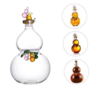 Zerodeko 2pcs Large Decoration Lu Multifunction Wu Drinking Shape Flask Transparent Random Feng Glass Holder Chinese Delicate Funny Ornament Capacity Wine Water Hu Container Shui Lou