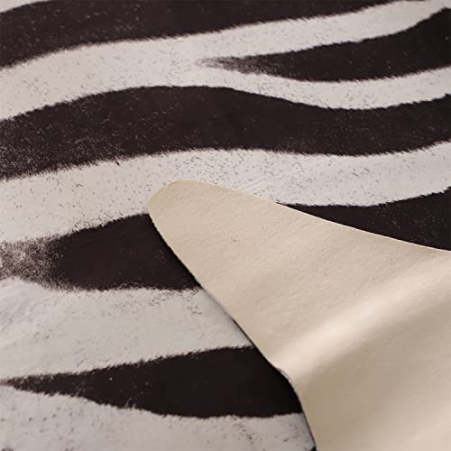 KASENTEX Zebra Hide Print Area Rug, Country Western Rugs, Cute Animal Printed Carpet Floor Mat for Bedroom Living Room Home Decor, Zebra Print 4.6ft x 5.2ft