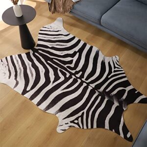 KASENTEX Zebra Hide Print Area Rug, Country Western Rugs, Cute Animal Printed Carpet Floor Mat for Bedroom Living Room Home Decor, Zebra Print 4.6ft x 5.2ft