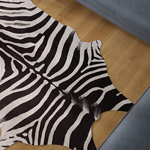 KASENTEX Zebra Hide Print Area Rug, Country Western Rugs, Cute Animal Printed Carpet Floor Mat for Bedroom Living Room Home Decor, Zebra Print 4.6ft x 5.2ft