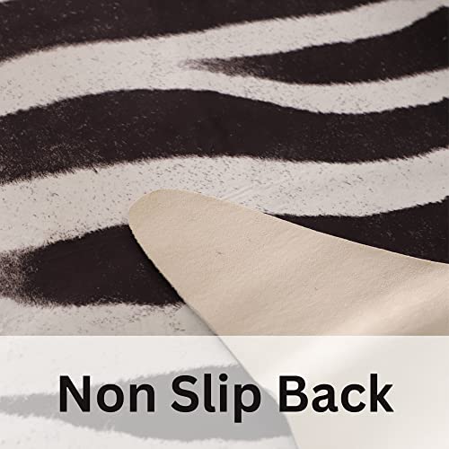 KASENTEX Zebra Hide Print Area Rug, Country Western Rugs, Cute Animal Printed Carpet Floor Mat for Bedroom Living Room Home Decor, Zebra Print 4.6ft x 5.2ft