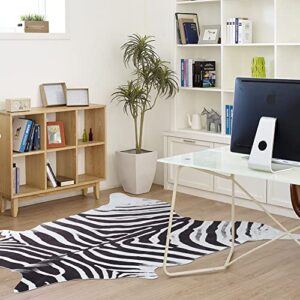 KASENTEX Zebra Hide Print Area Rug, Country Western Rugs, Cute Animal Printed Carpet Floor Mat for Bedroom Living Room Home Decor, Zebra Print 4.6ft x 5.2ft