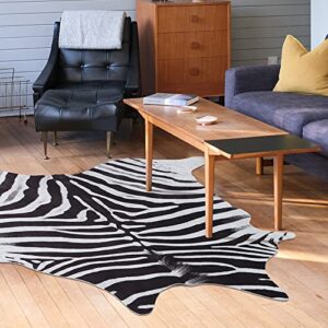 KASENTEX Zebra Hide Print Area Rug, Country Western Rugs, Cute Animal Printed Carpet Floor Mat for Bedroom Living Room Home Decor, Zebra Print 4.6ft x 5.2ft