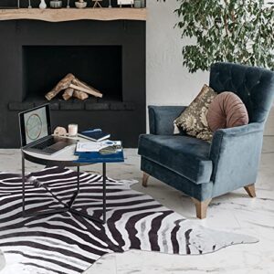 KASENTEX Zebra Hide Print Area Rug, Country Western Rugs, Cute Animal Printed Carpet Floor Mat for Bedroom Living Room Home Decor, Zebra Print 4.6ft x 5.2ft