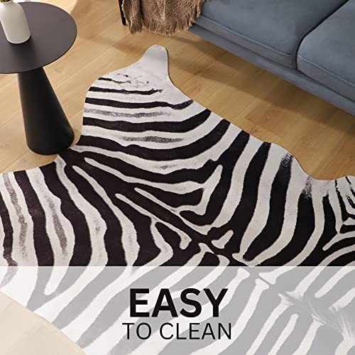 KASENTEX Zebra Hide Print Area Rug, Country Western Rugs, Cute Animal Printed Carpet Floor Mat for Bedroom Living Room Home Decor, Zebra Print 4.6ft x 5.2ft