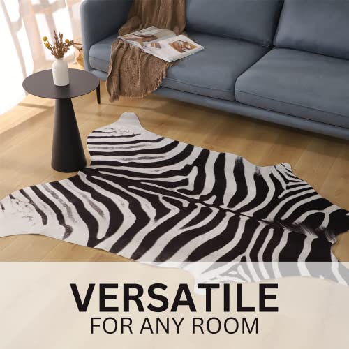 KASENTEX Zebra Hide Print Area Rug, Country Western Rugs, Cute Animal Printed Carpet Floor Mat for Bedroom Living Room Home Decor, Zebra Print 4.6ft x 5.2ft