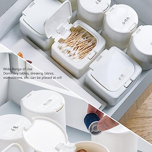 Cotton Swab Holder, Pop Up Window Dustproof Button Lid with Stickers Qtip Dispenser for Living Room Bathroom