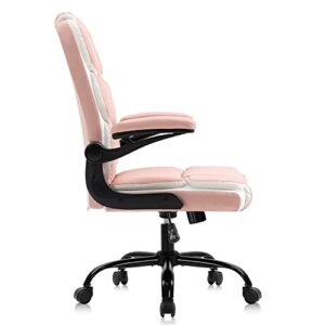 ZLXDP Office Chairs Pink Desk Chair with Arms PU Leather Computer Chair for