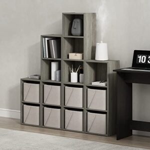 Furinno Luder Bookcase/Book/Storage, 5-Tier Cube, French Oak & Pasir 4 Tier Open Shelf, French Oak Grey