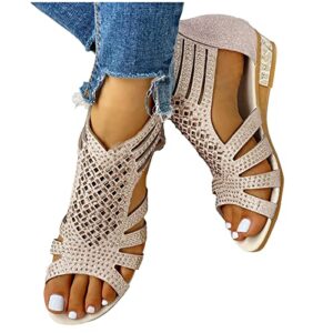 quealent gladiator sandals for women wedge sandals for women dressy summer platform espadrille high heel sandals 2023 casual wedge sandals open toe roman shoes