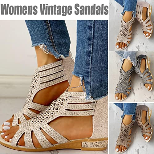 Quealent gladiator sandals for women Wedge Sandals for Women Dressy Summer Platform Espadrille High Heel Sandals 2023 Casual Wedge Sandals Open Toe Roman Shoes