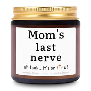 mothers day gifts for mom from daughter and son, mom’s last nerve candle, funny mother’s birthday gift for mom, stepmother adoptive mother, lavander scented candles