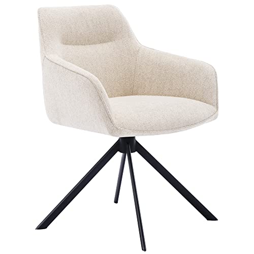 ONEVOG Modern Accent Chair Set of 1, 360 Degrees Swivel Armchair with Metal Legs, Make up Vanity Chair for Small Spaces, Comfortable Desk Chair No Wheels for Home Office, Off White