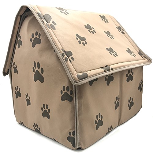 AQIYI Indoor Cat Dog House Room Foldable Pet Bed Cats and Dogs Warm Cave Sleeping Beds Portable (Brown)