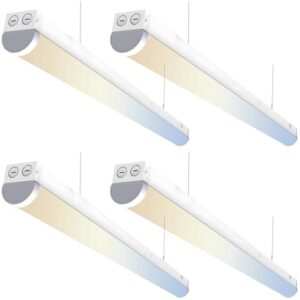 40w led linear strip light, 4ft led shop light,5200lm 3 color selectable 3500k/4000k/5000k, 0-10v dimmable commercial shop lights fixtures for workshop,garage,office, dlc & etl listed 4-pack